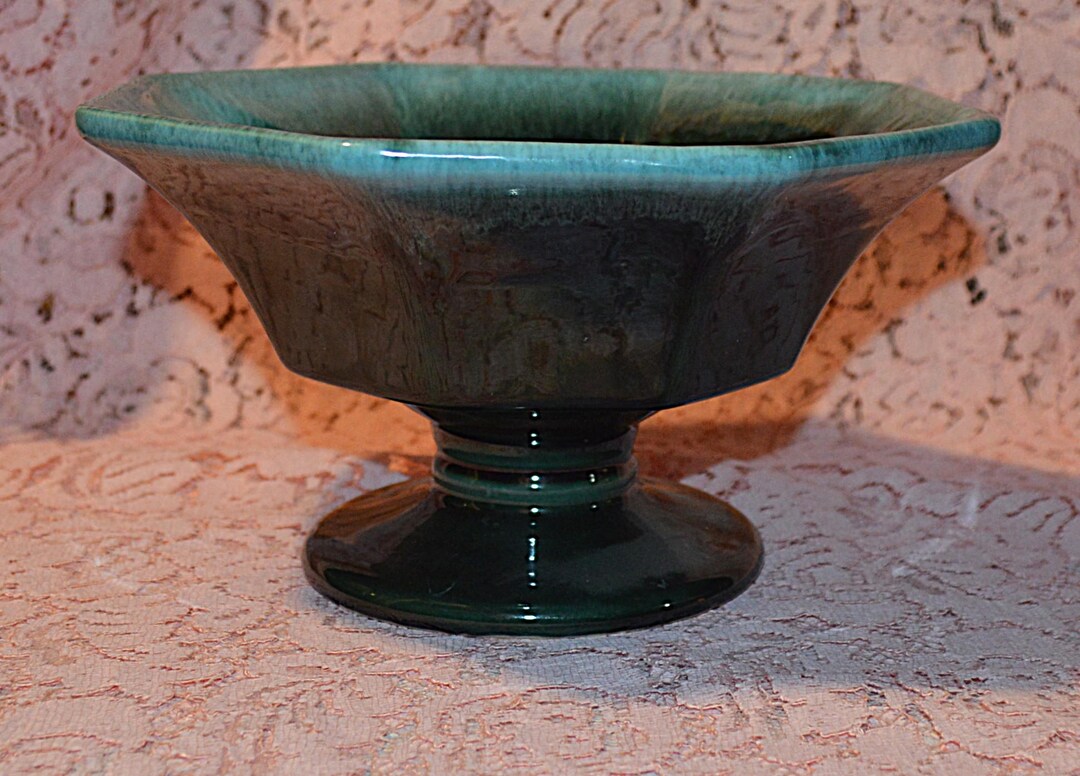 Vintage Hull Pottery / Imperial Green Drip Pedestal Planter / Bowl 425 ...