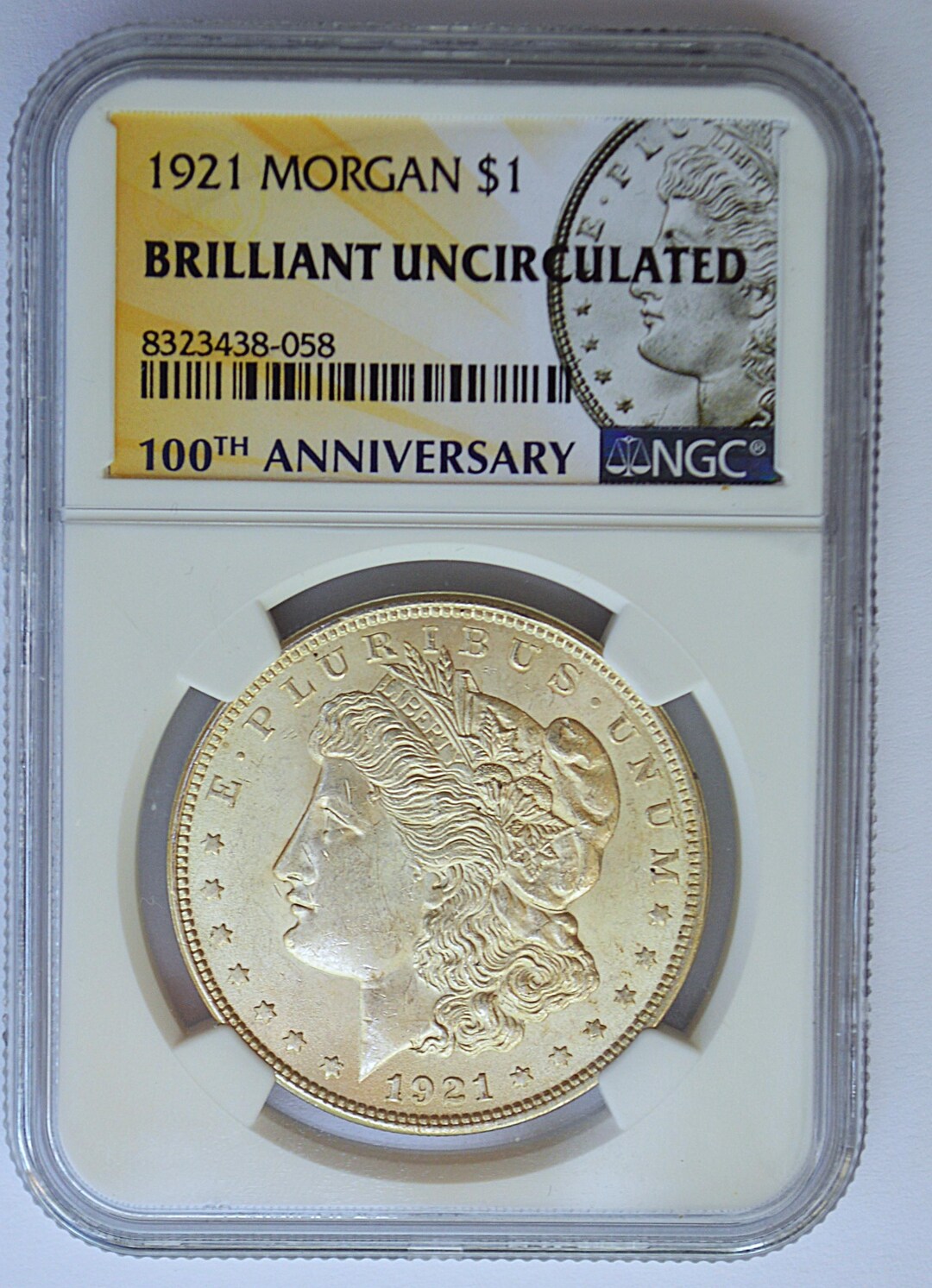 1921 Morgan Silver Dollar NGC Brilliant Uncirculated 100th Anniversary ...