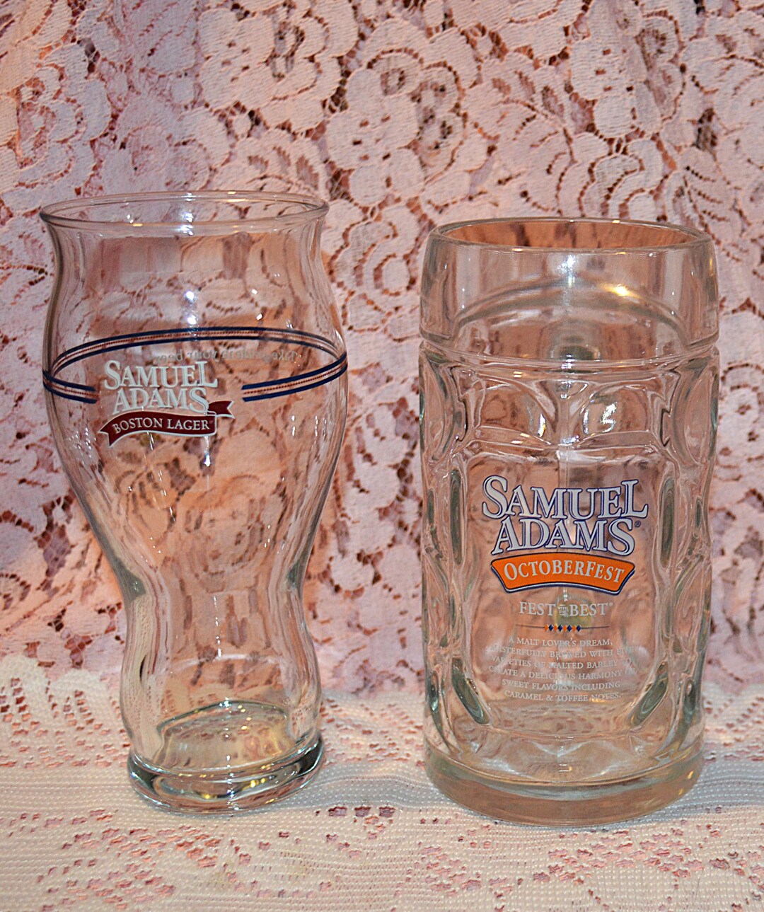 Set of Two Samuel Adams Beer Mug and Glasses - (1) 16 Oz Tulip Glass ...