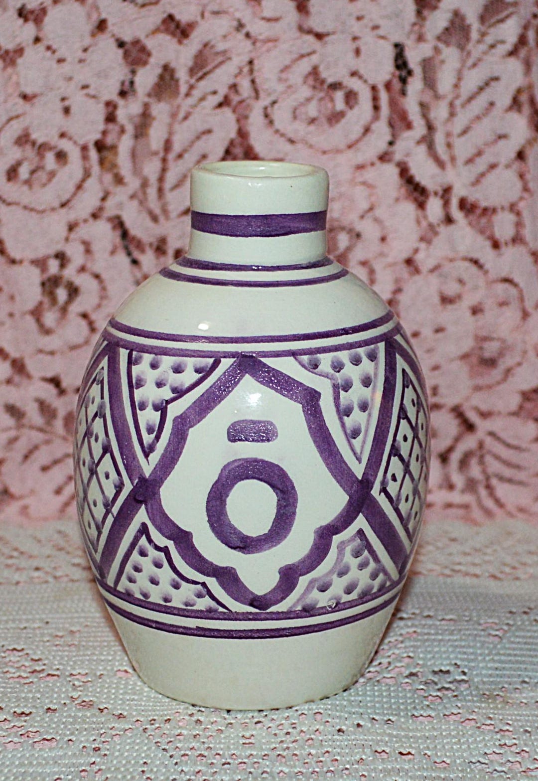 Vintage Doterra Purple and White Ceramic 5" Bud Vase Made in Morocco ...