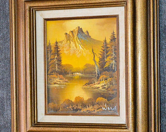 Vintage W Ward Original Oil Painting Mountains Forest Stream Framed ...
