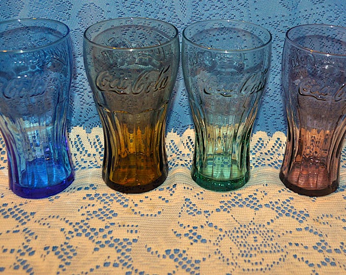 Set of (4) Variety of Colors Coca-cola Coke Glasses Tumblers Coke ...