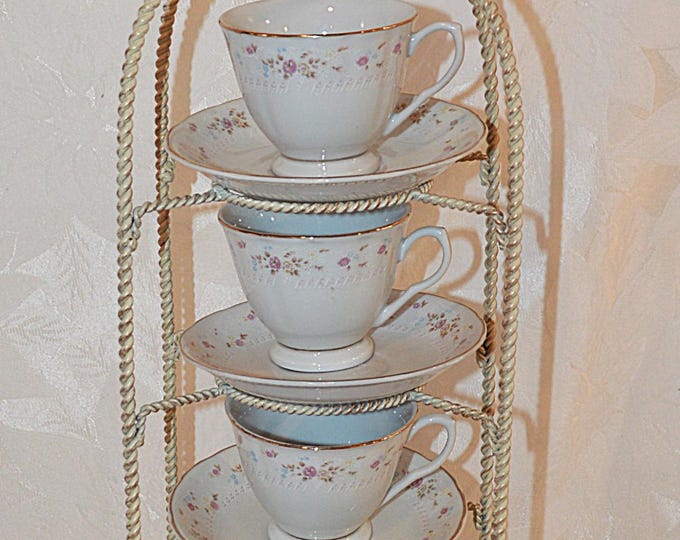 VINTAGE 4 Tier Metal Teacup Stand, Buffet and Tea Party Tiered Server ...