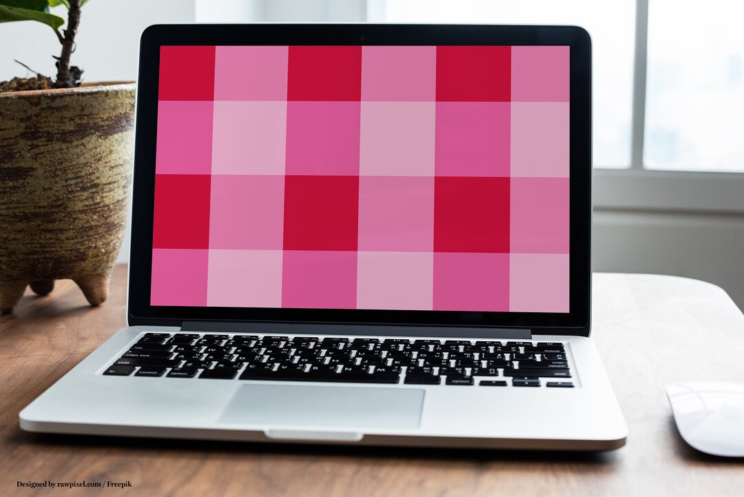 Pink & Red Gingham Desktop Wallpaper - Etsy