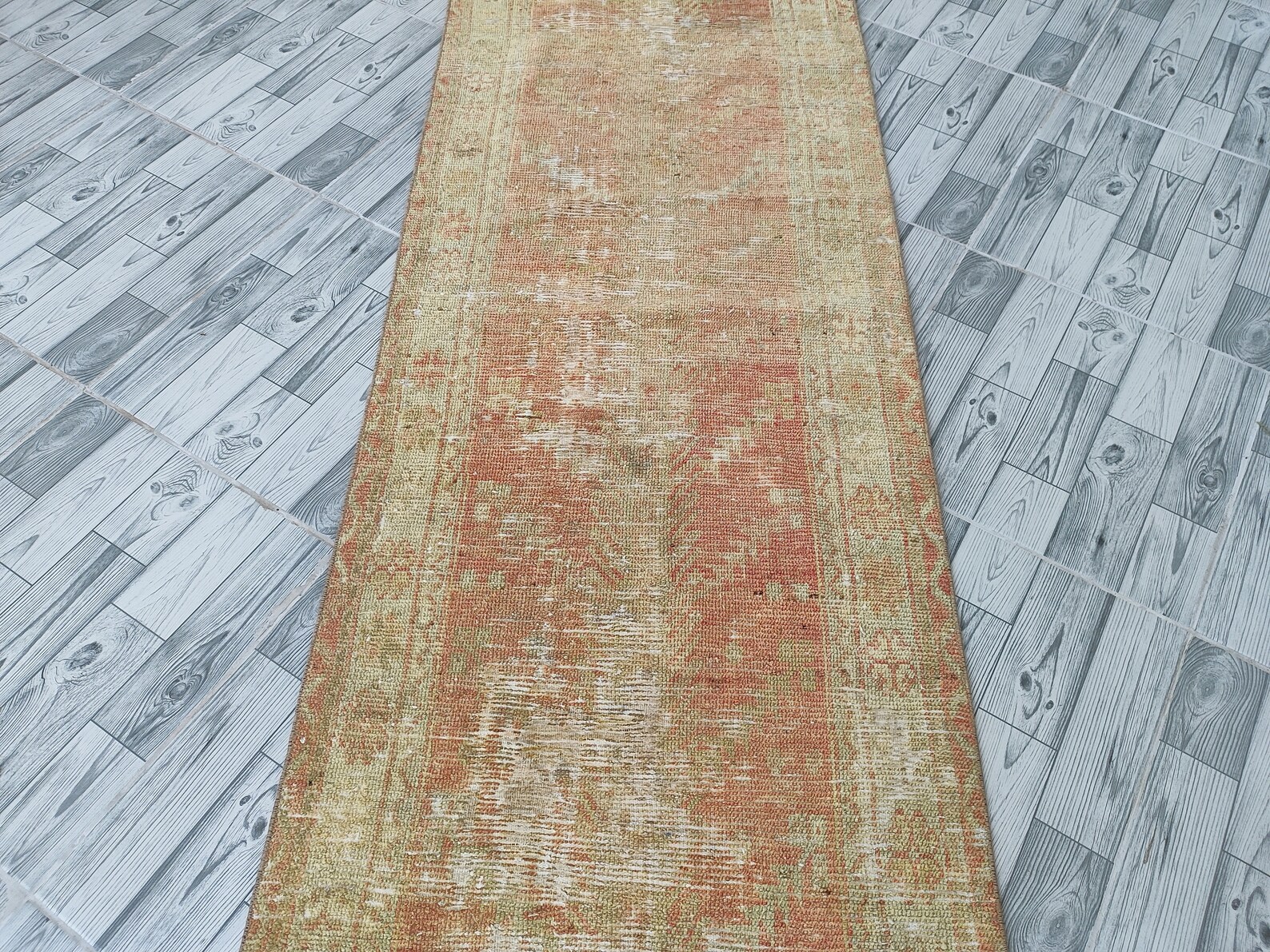 2x10 Red Green Turkish Runner Rug, 2x9 Vintage Runner, Oushak Kitchen ...