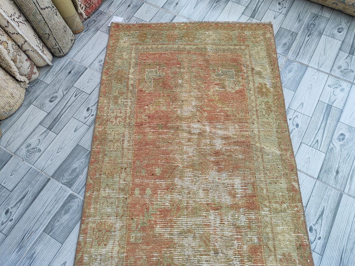 2x10 Red Green Turkish Runner Rug, 2x9 Vintage Runner, Oushak Kitchen ...