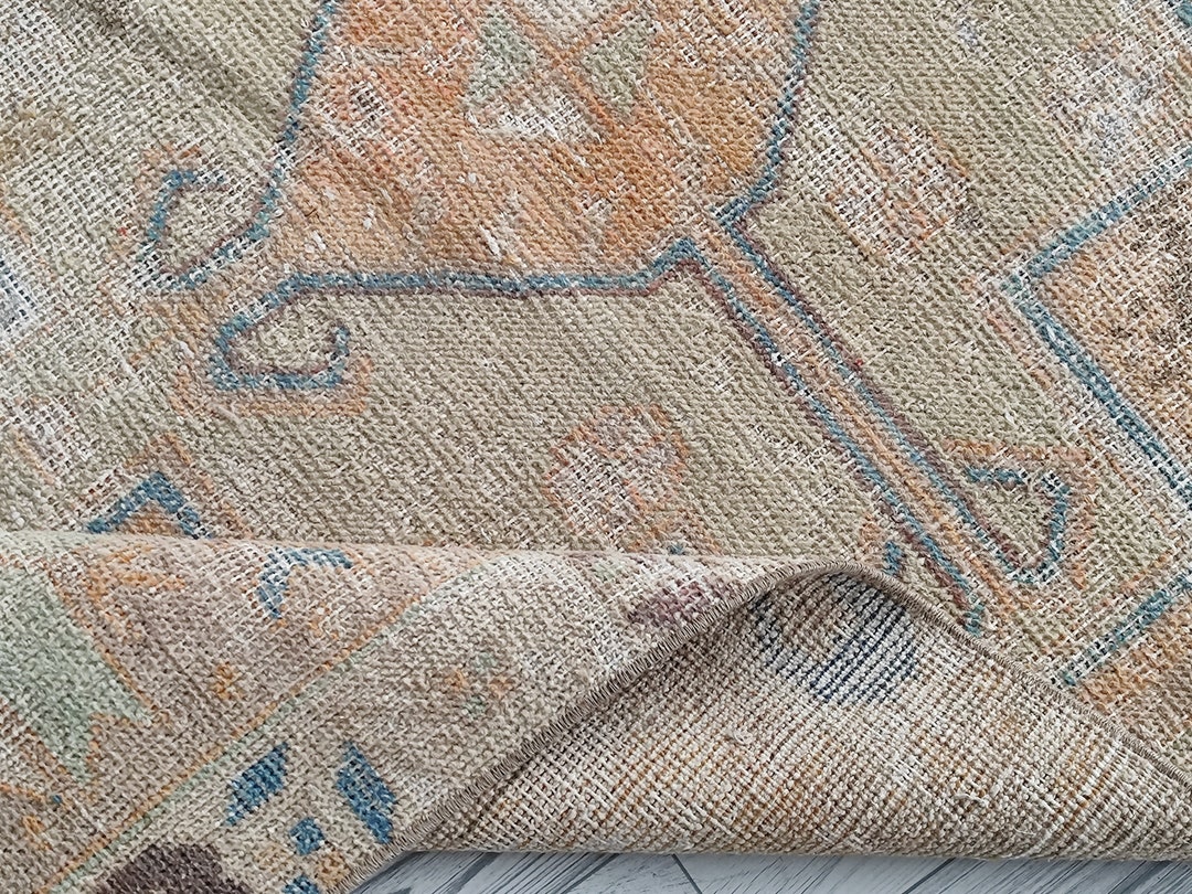 3x8 Faded Red Green Blue Beige Turkish Runner Rug, 3x8 Vintage Runner ...