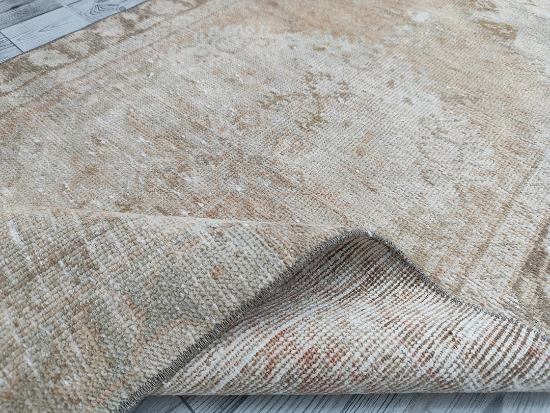 2x4 Faded Orange Beige Brown Turkish Rug, 2x4 Wool Oushak Small Rug ...