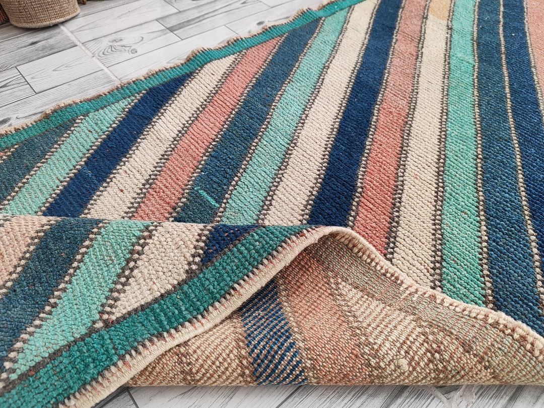 2x5 Pink Orange Blue Green Vintage Runner Rug, 2x5 Turkish Runner ...