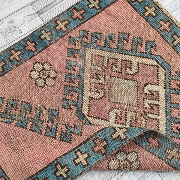 Blue Pink Turkish Rug - Etsy