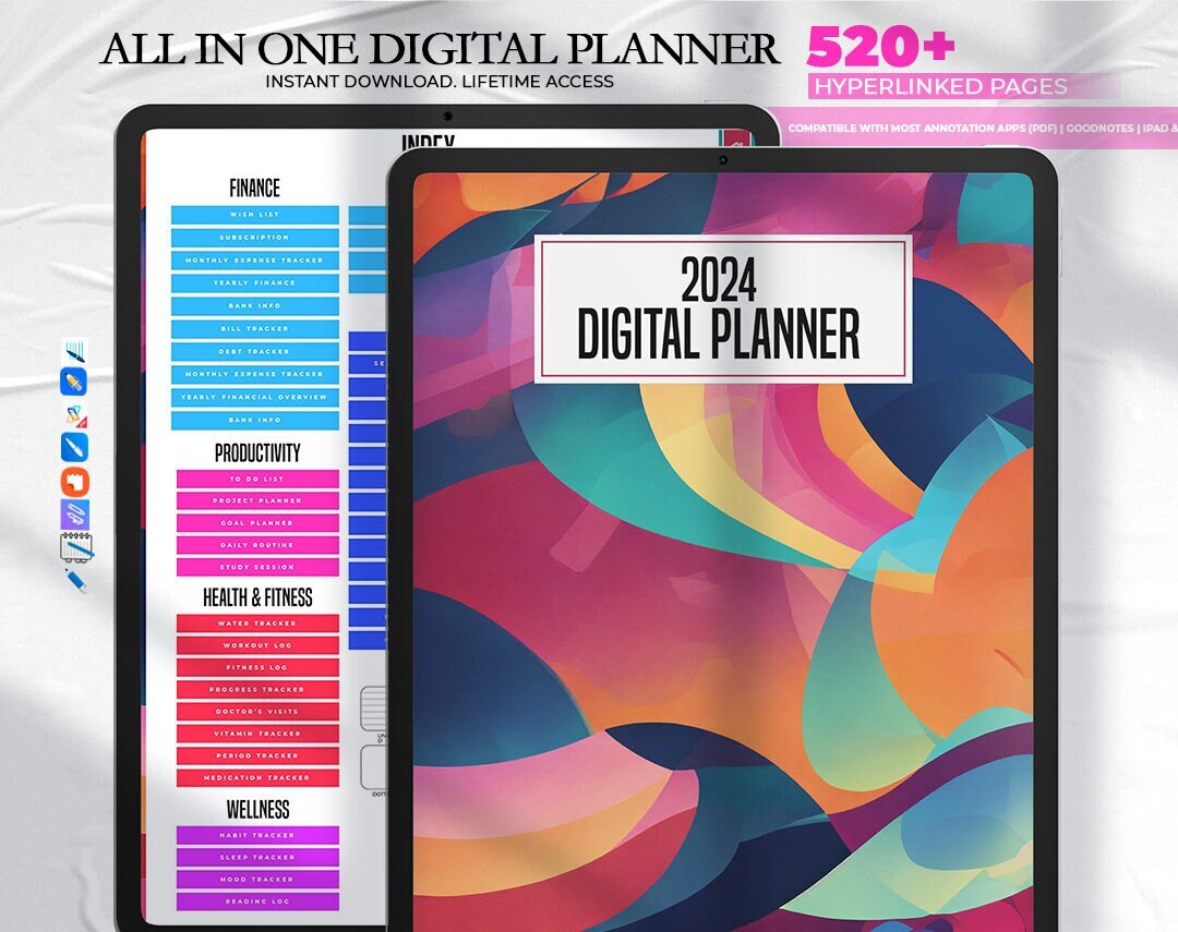 All in One Digital Planner, 2024 Ultimate Digital Planner, Goodnotes ...