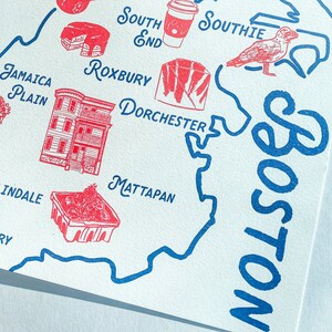 Beantown's Best - an Illustrated Map of Boston | Risograph Art Print - Etsy