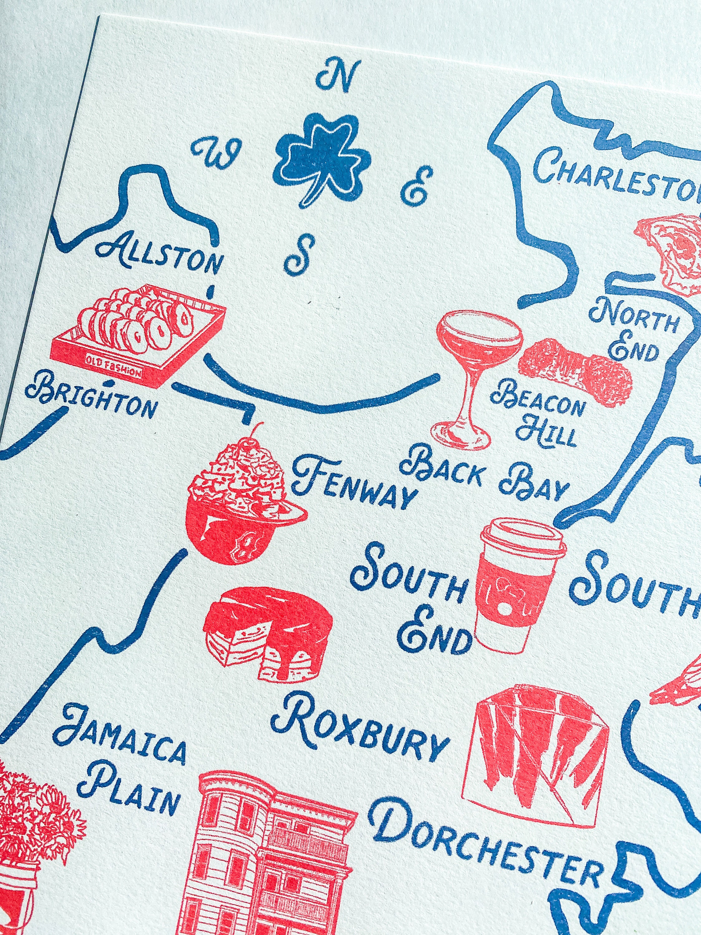 Beantown's Best - an Illustrated Map of Boston | Risograph Art Print - Etsy
