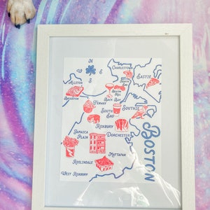 Beantown's Best - an Illustrated Map of Boston | Risograph Art Print - Etsy