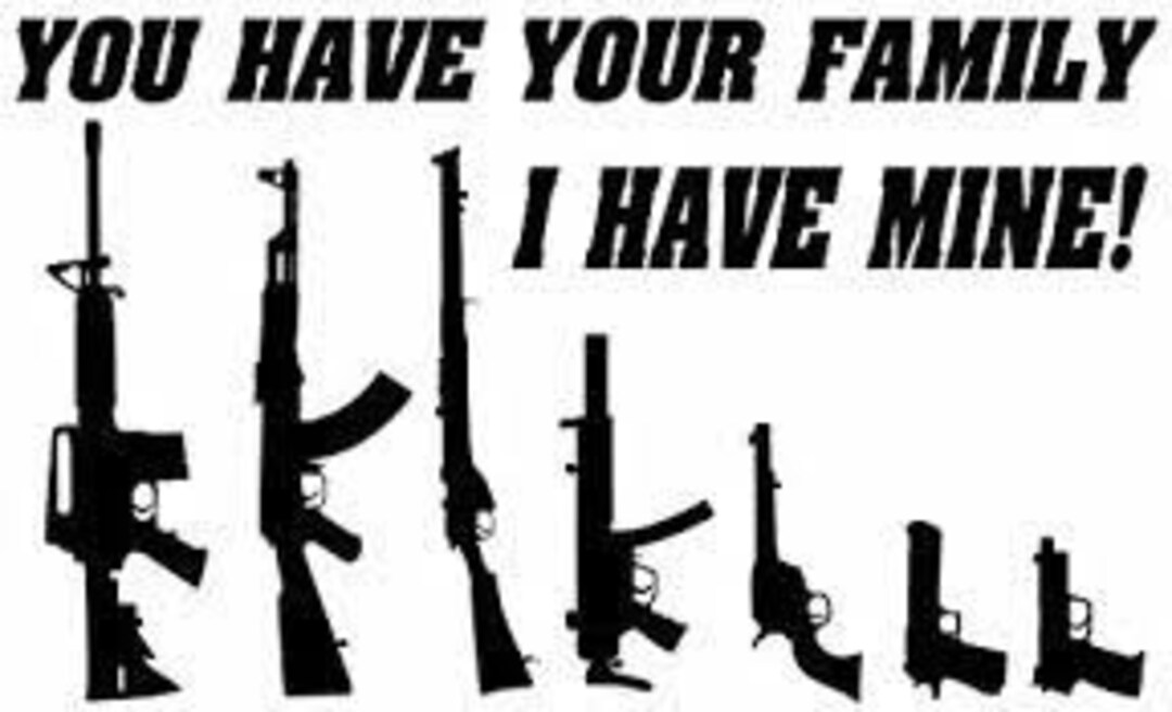 Funny 2nd Amendment You Have Your Family I Have Mine Gun Control Vinyl ...