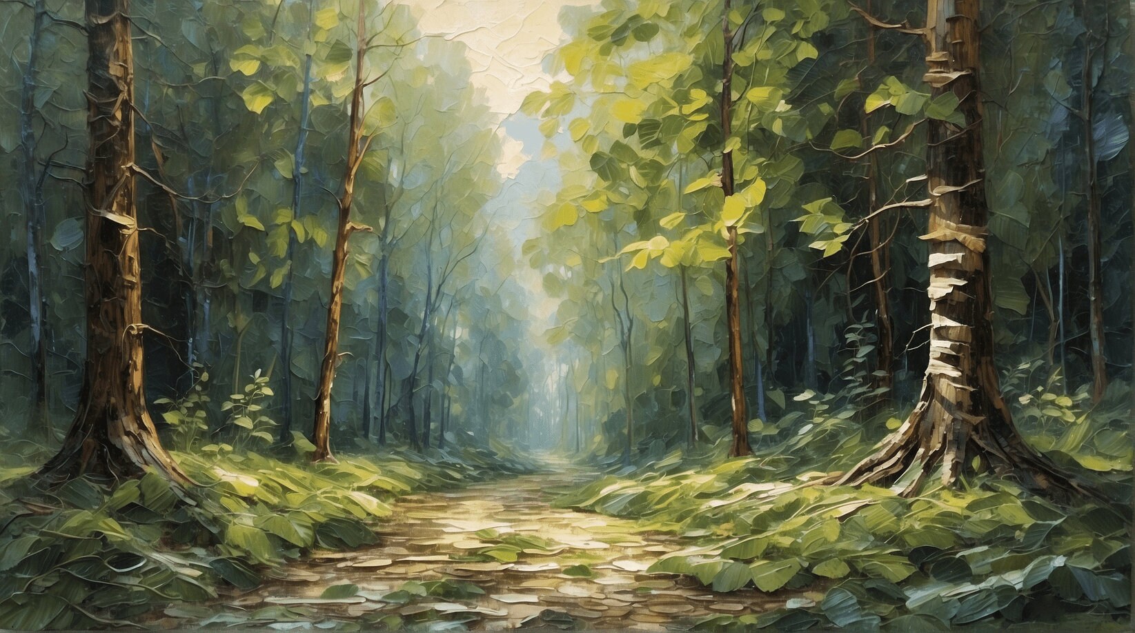 Impasto Forest Path: Enchanted Woods Art Print Nature-inspired Wall ...