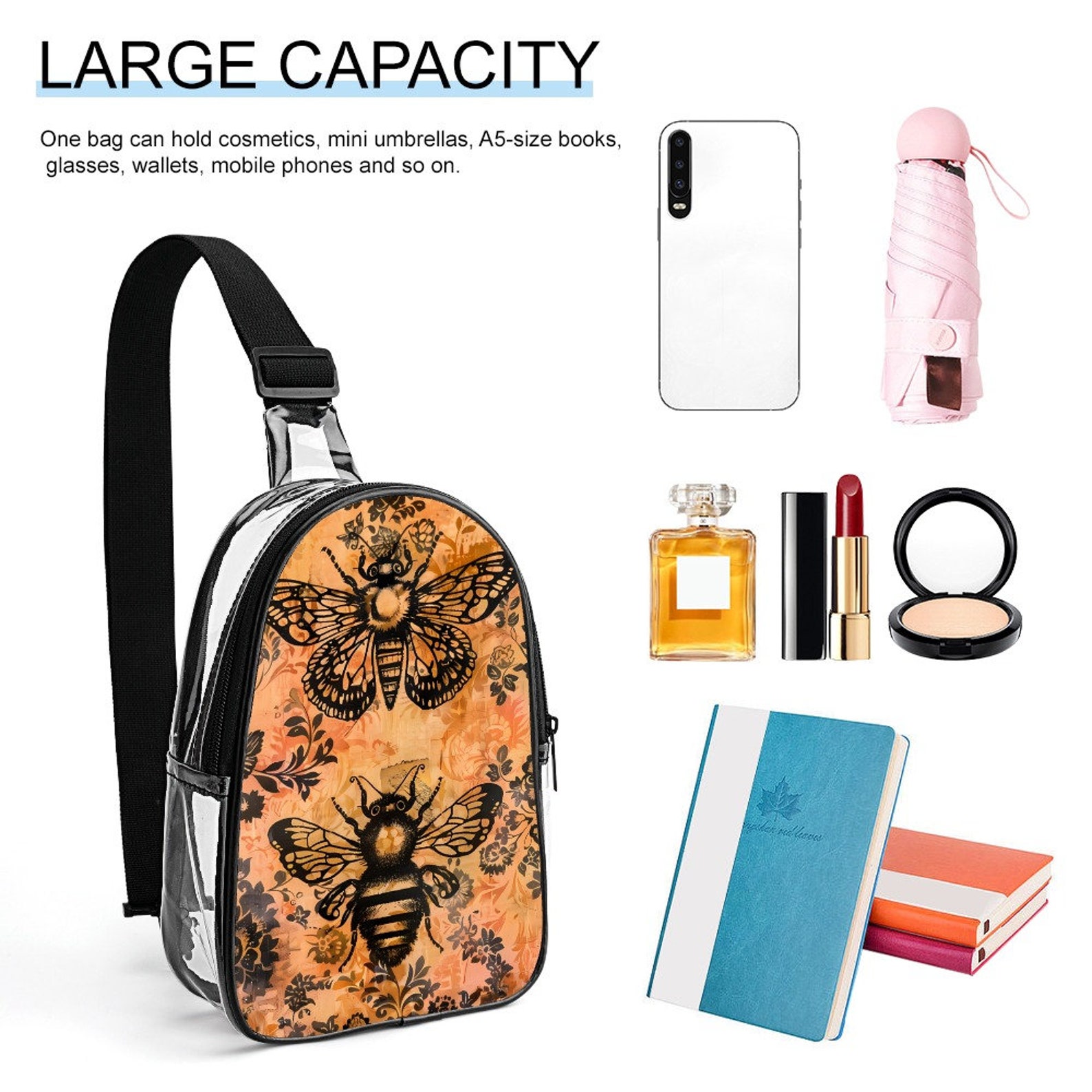 Luna Moth Tech Casual Travel Use New Arrivals Transparent Chest Bag ...