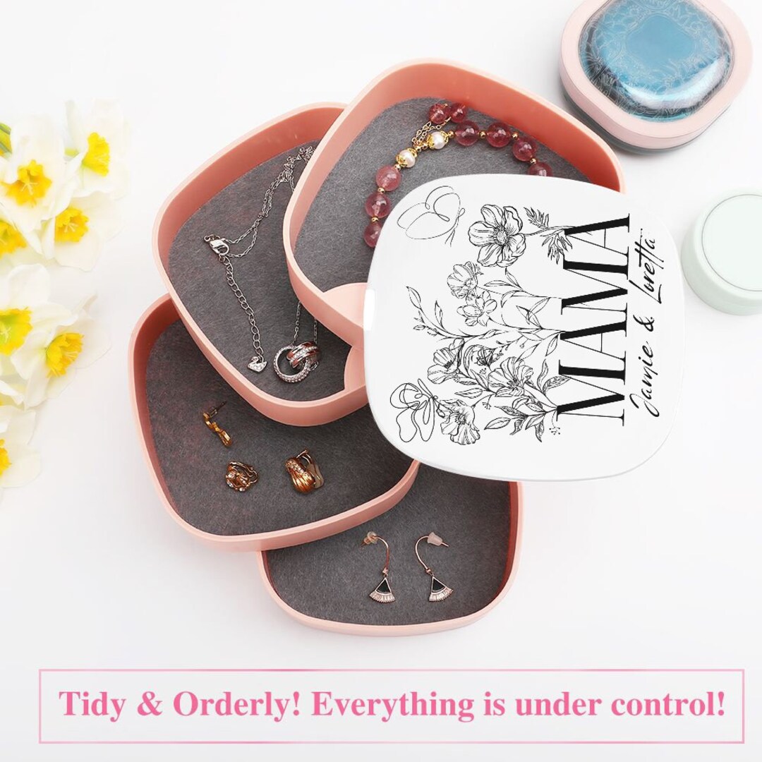 Personalized Name 4-layer Rotating Jewlery Organizer for Mom Jewelry ...