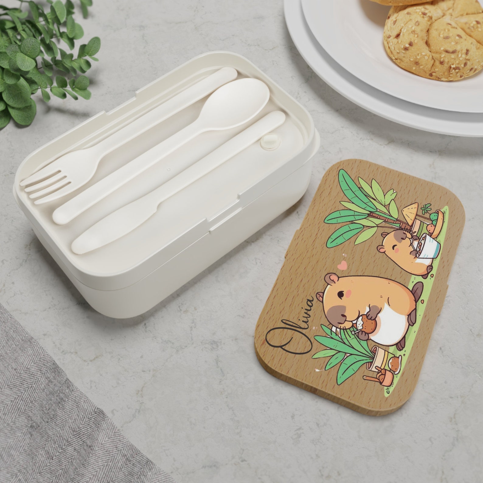 Personalized Capybara Bento Box: Insulated Lunch Bag With Wooden Lid - Etsy