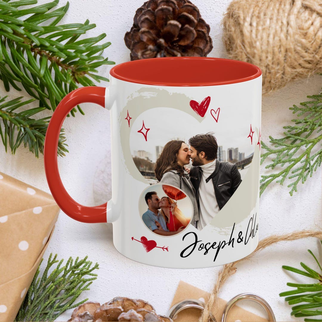 Custom Collage Photo Scannable Music Mug Gift for Engaged Couple ...