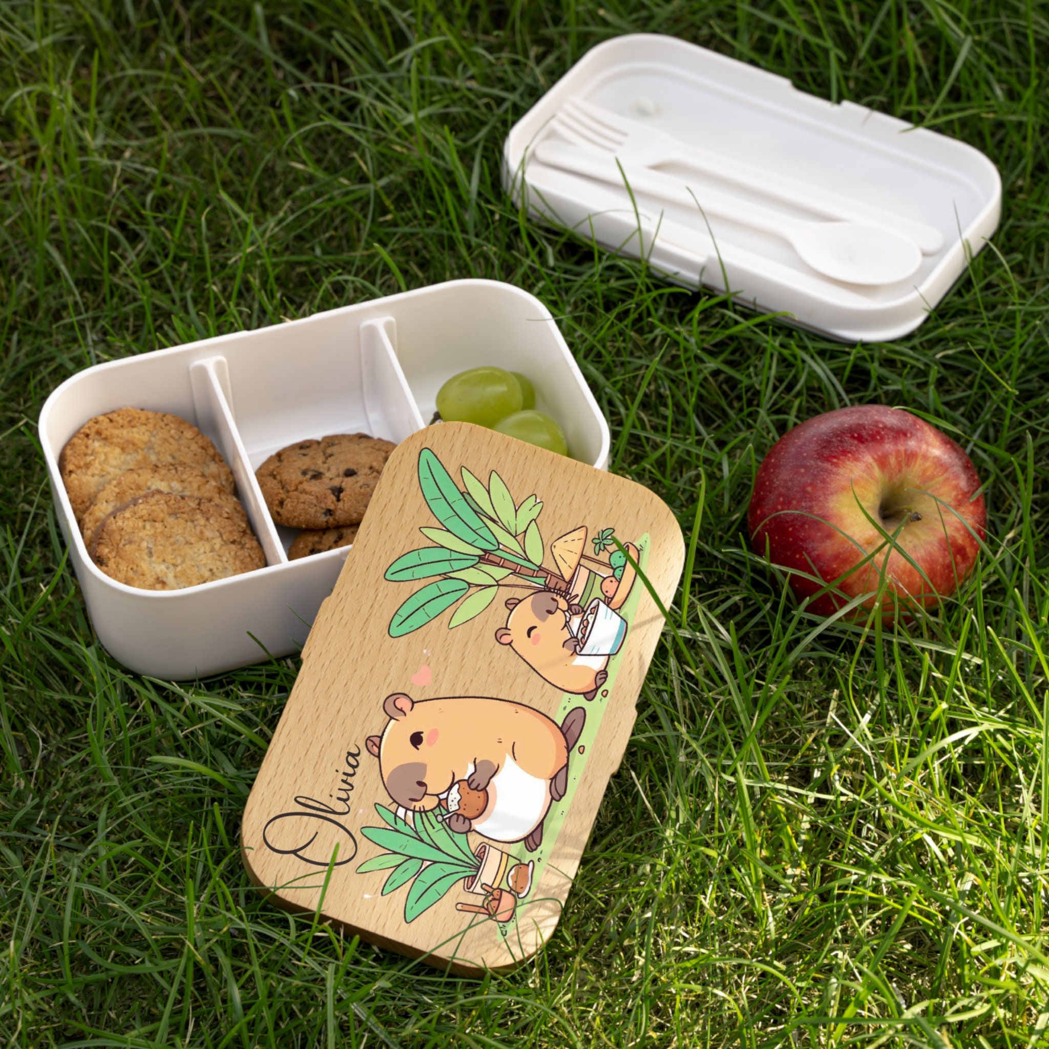 Custom Cute Capybara Bento Lunch Box Coworker Office Gift Personalized ...