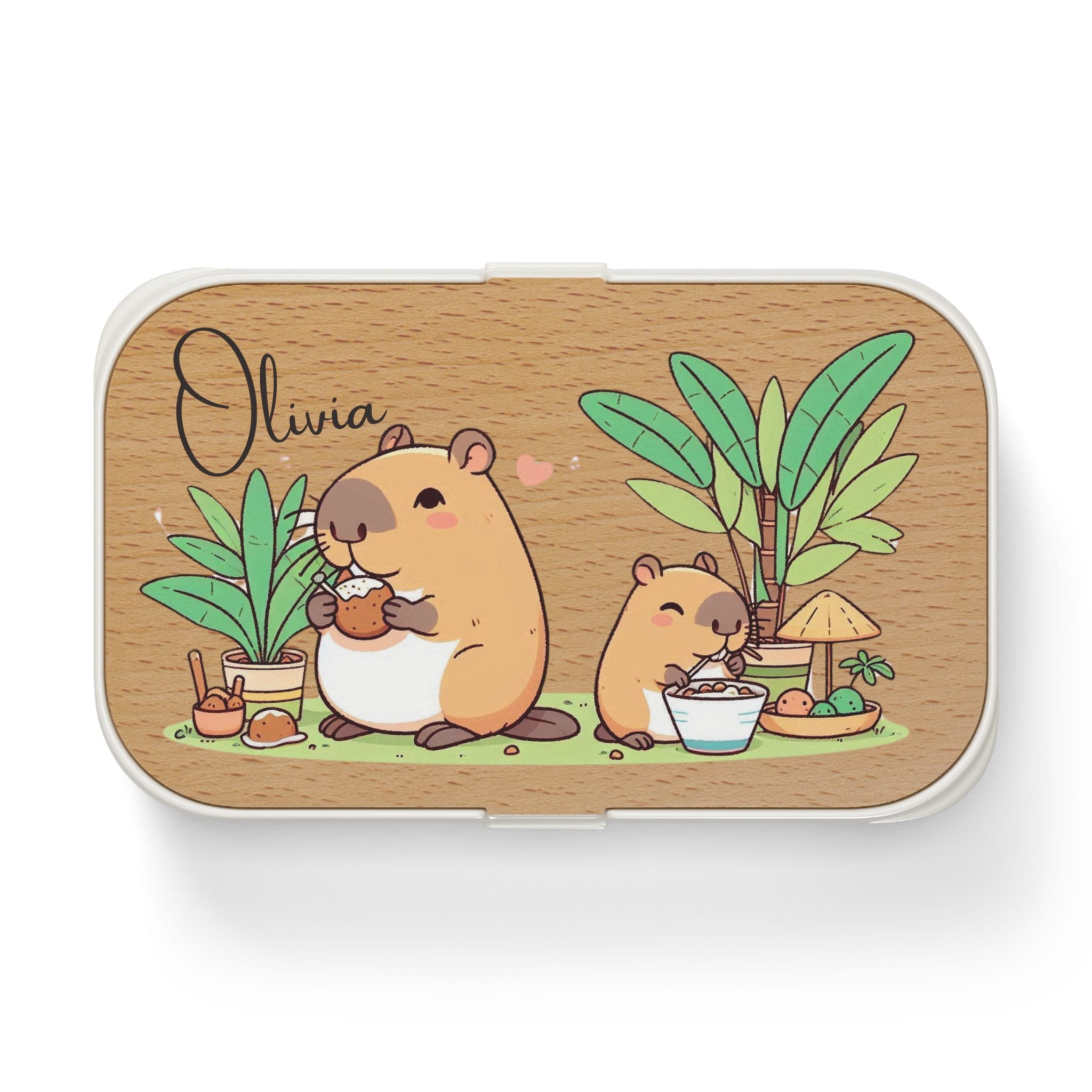 Personalized Capybara Bento Box: Insulated Lunch Bag With Wooden Lid - Etsy