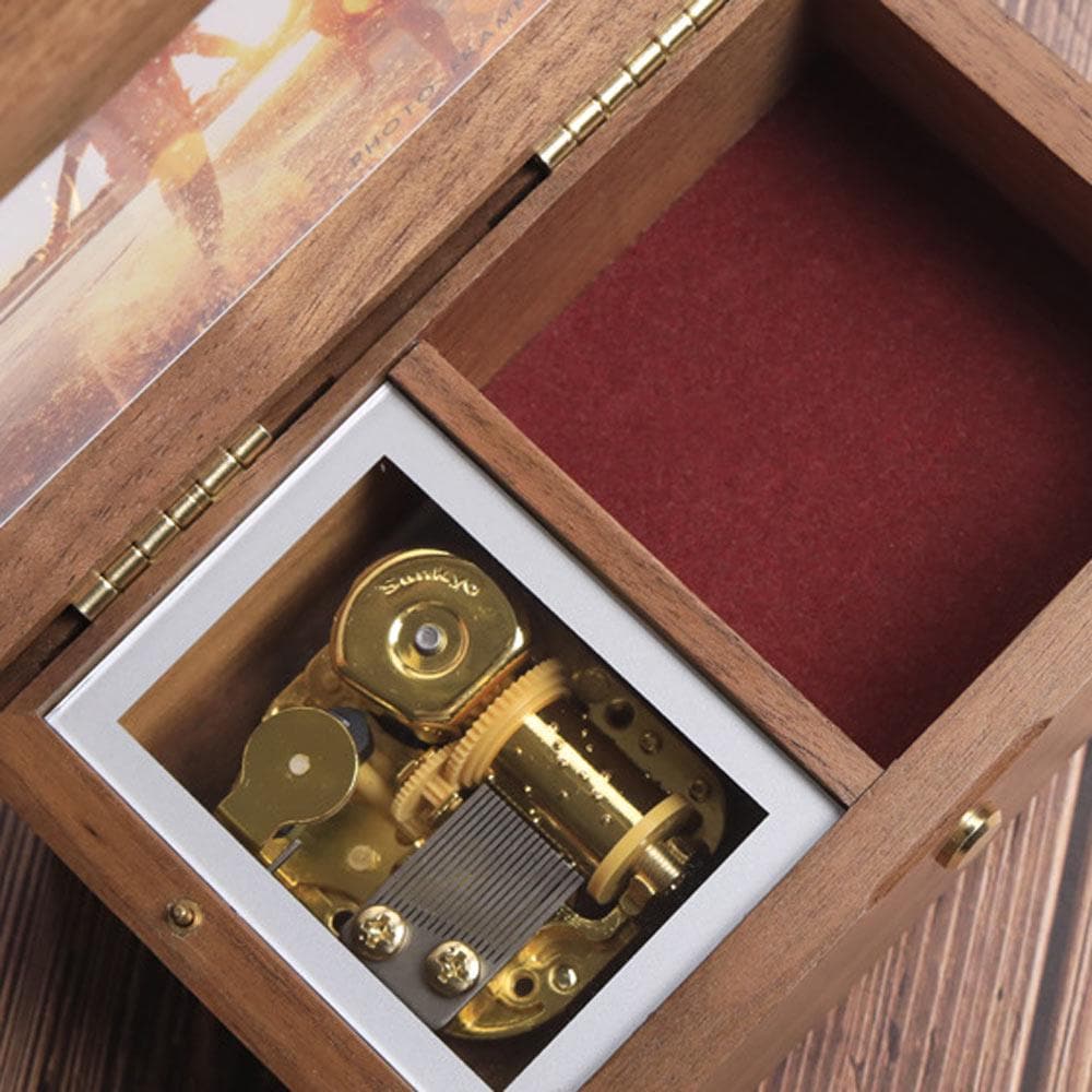 Personalized Photo Wooden Music Box: Custom Walnut Jewelry Gift - Etsy