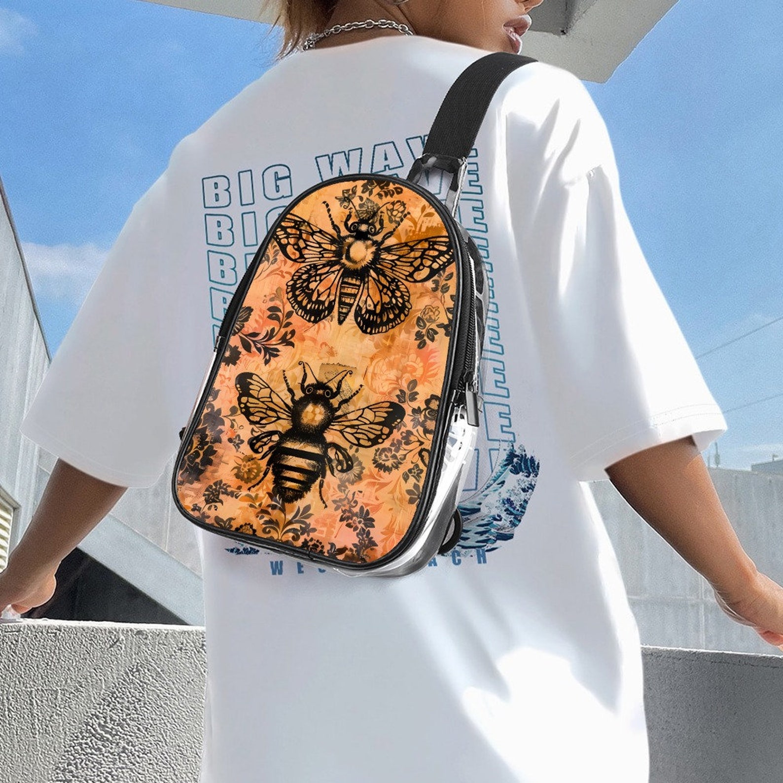 Luna Moth Tech Casual Travel Use New Arrivals Transparent Chest Bag ...