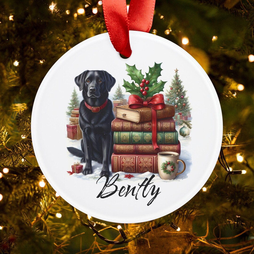 Custom Name Black Lab Christmas Tree Decoration for Reader Gift ...