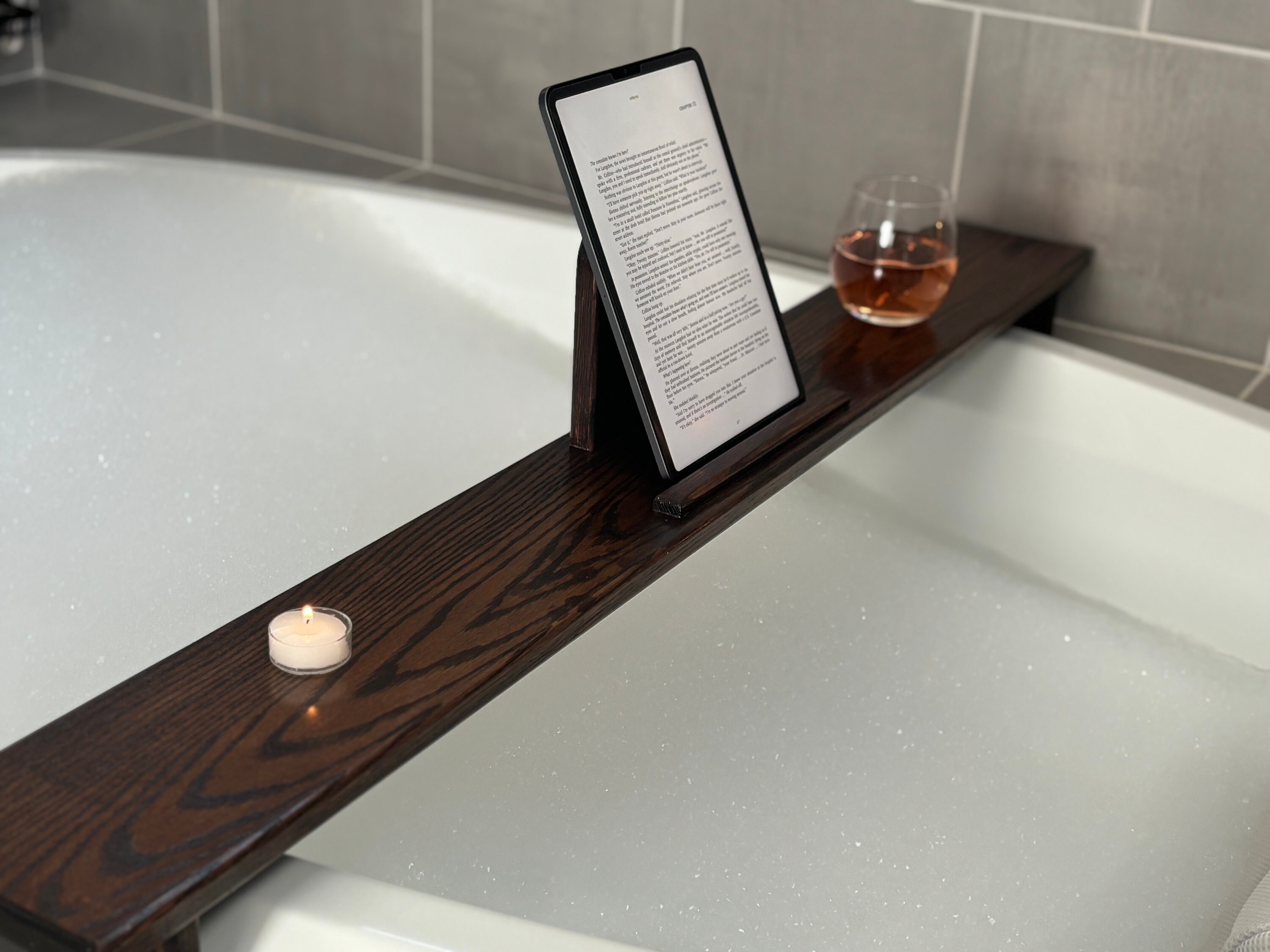 Bath Caddy, Handmade Gift, Oak, Bathroom Decor, Reading, Bath Tub ...