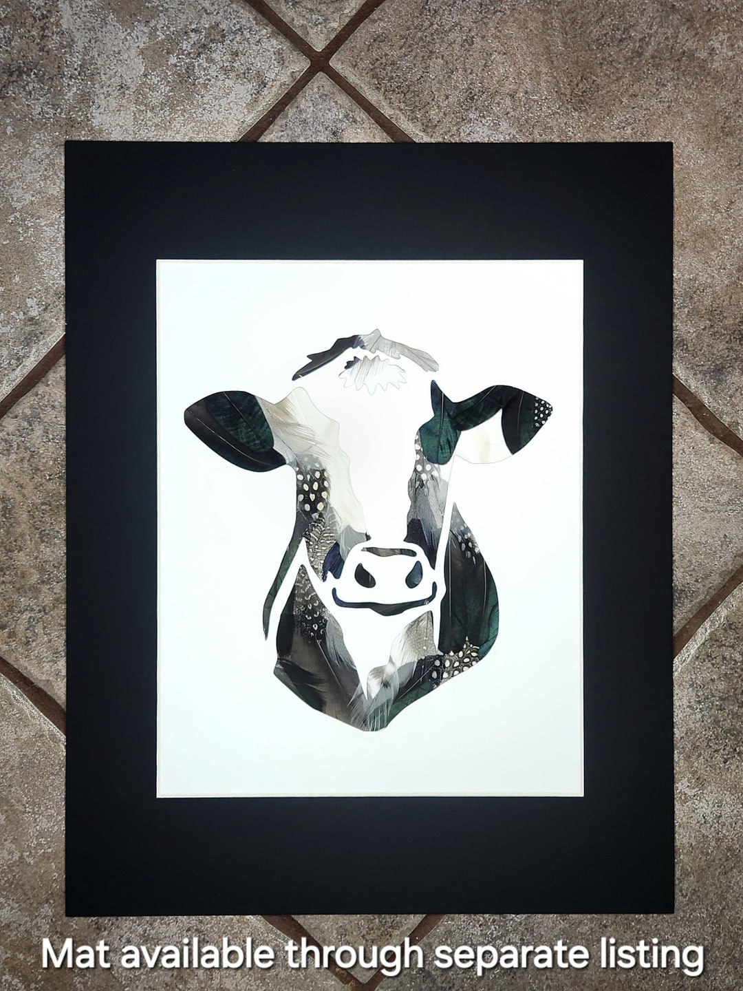 Cow Artwork, Original Feather Art, Farm Gift, Unique Farmhouse Art ...