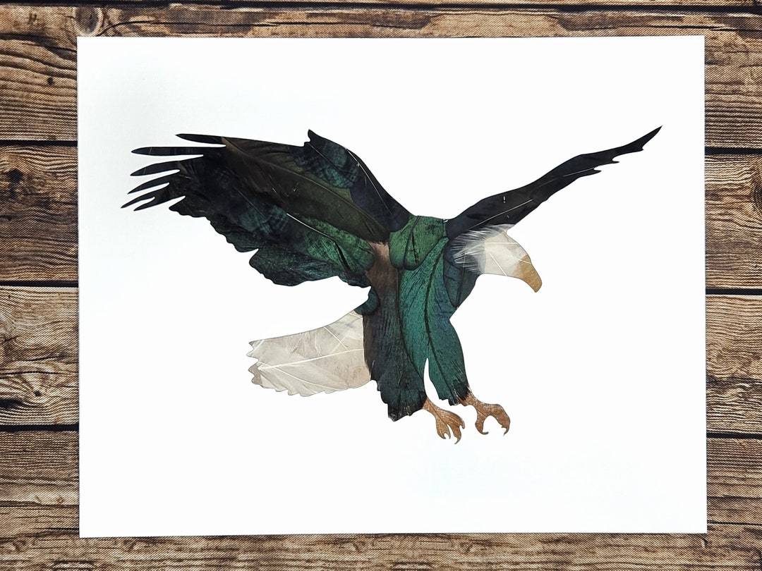 Eagle Artwork, Original Feather Art, Eagle Cabin Decor, Nature Inspired ...