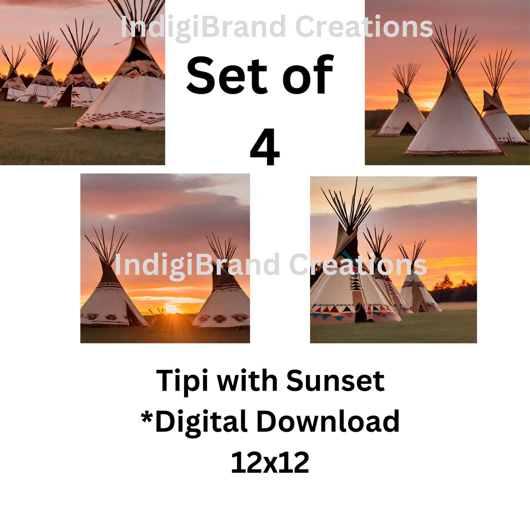 Tipis With Sunset Background Digital Print - Etsy