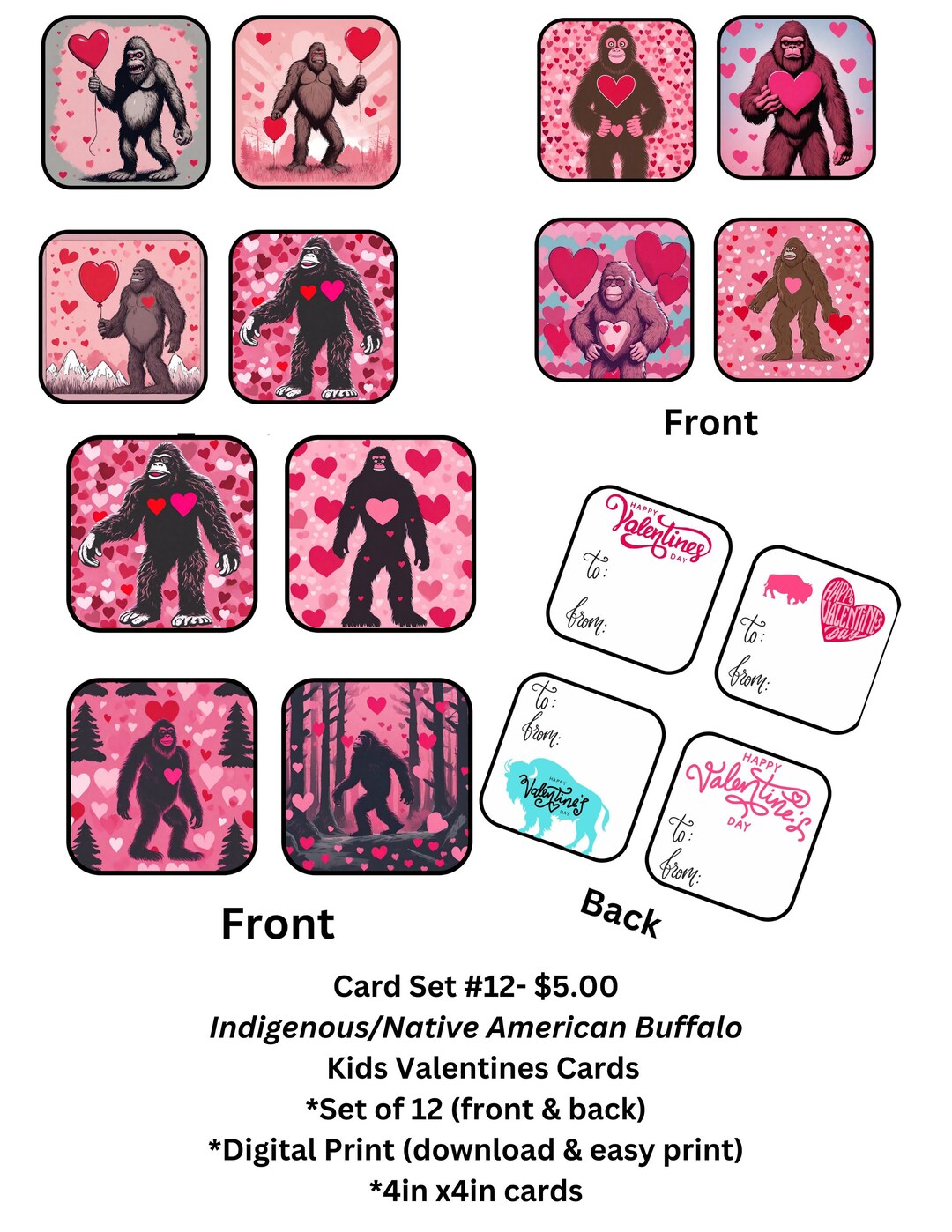Bigfoot Valentine's Day Cards for Kid's Classroom - Etsy
