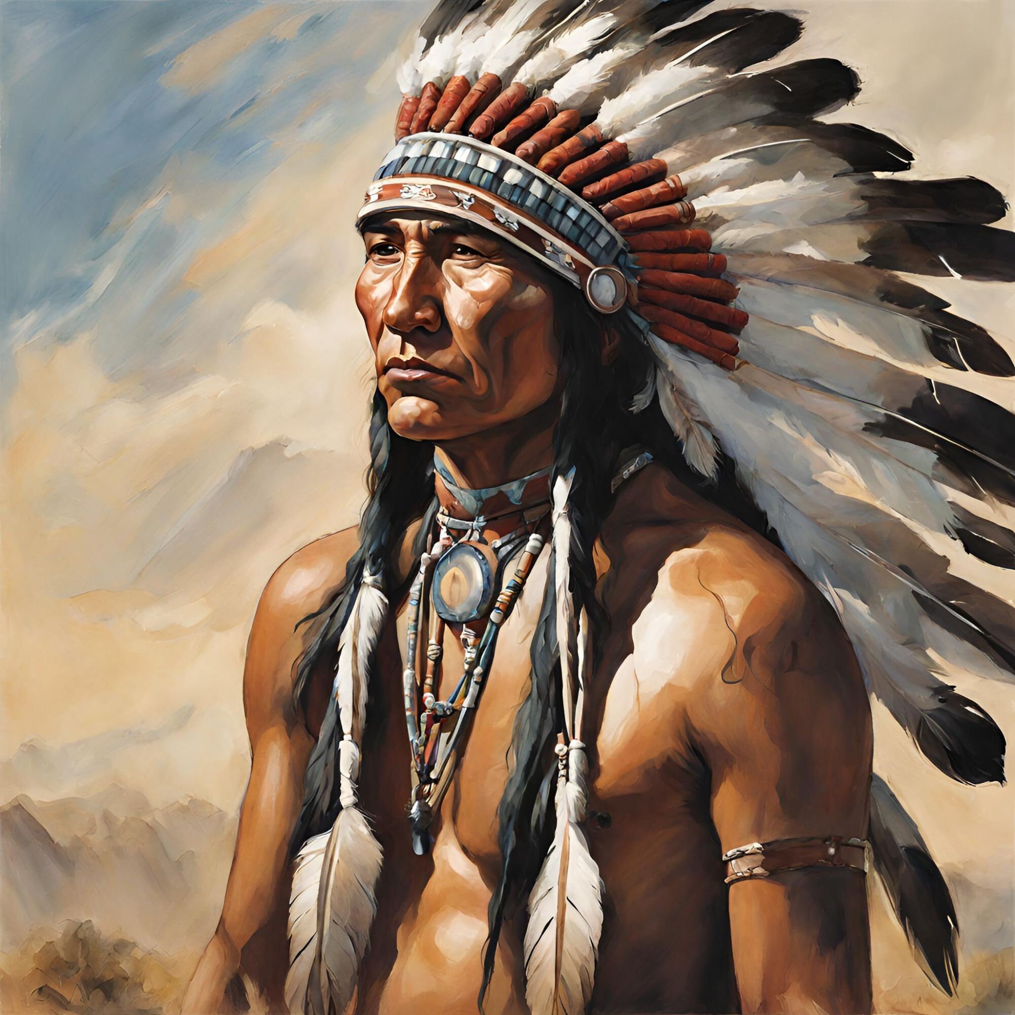 Digital Native American Headress Print - Etsy