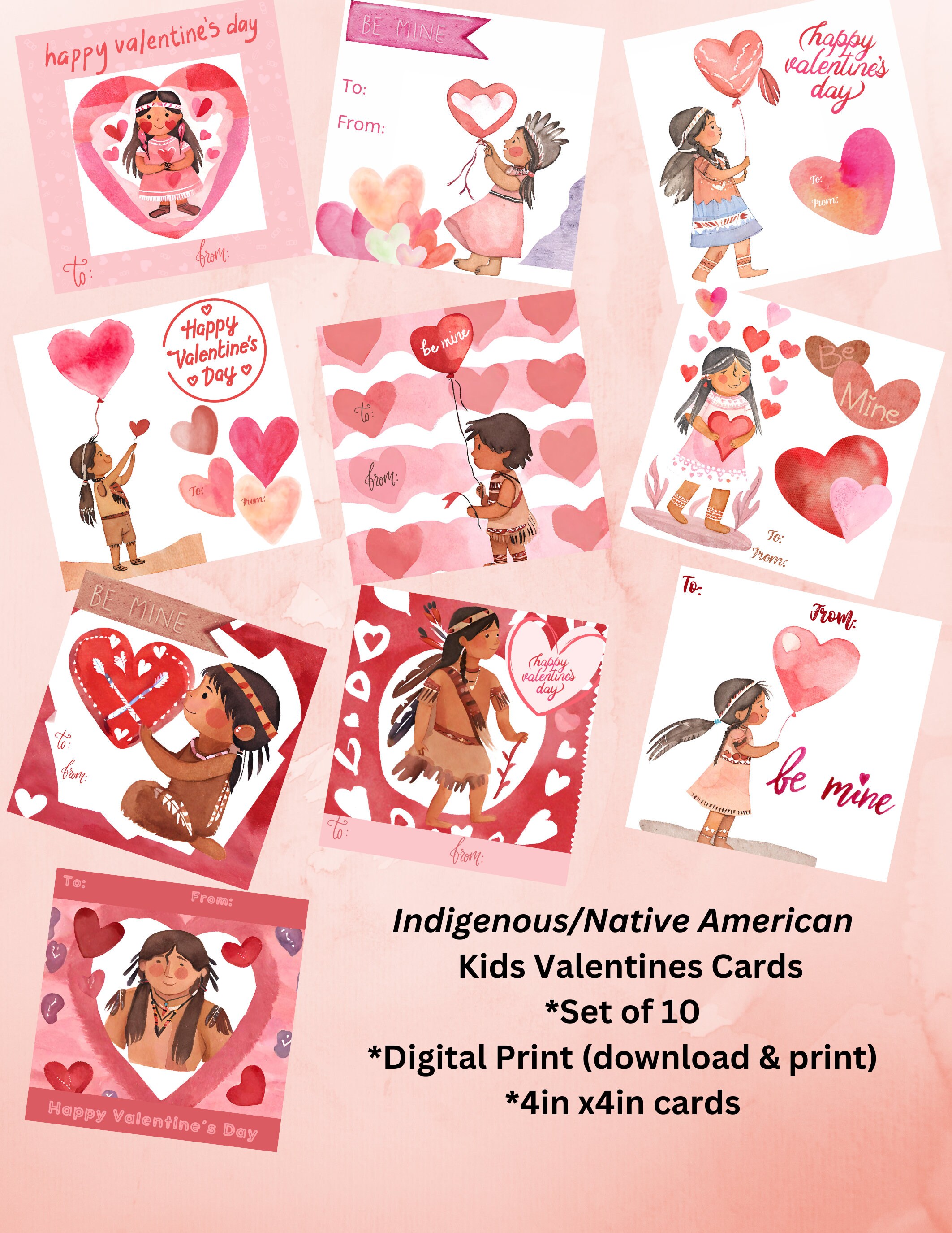 Native American Valentines Day Cards for Kids - Etsy