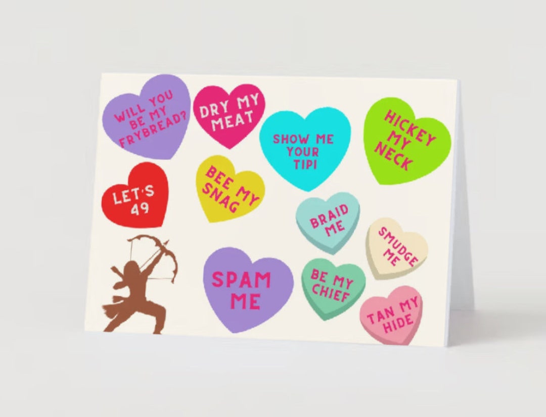 Native American Conversation Heart Valentine's Day Card Digital Print ...