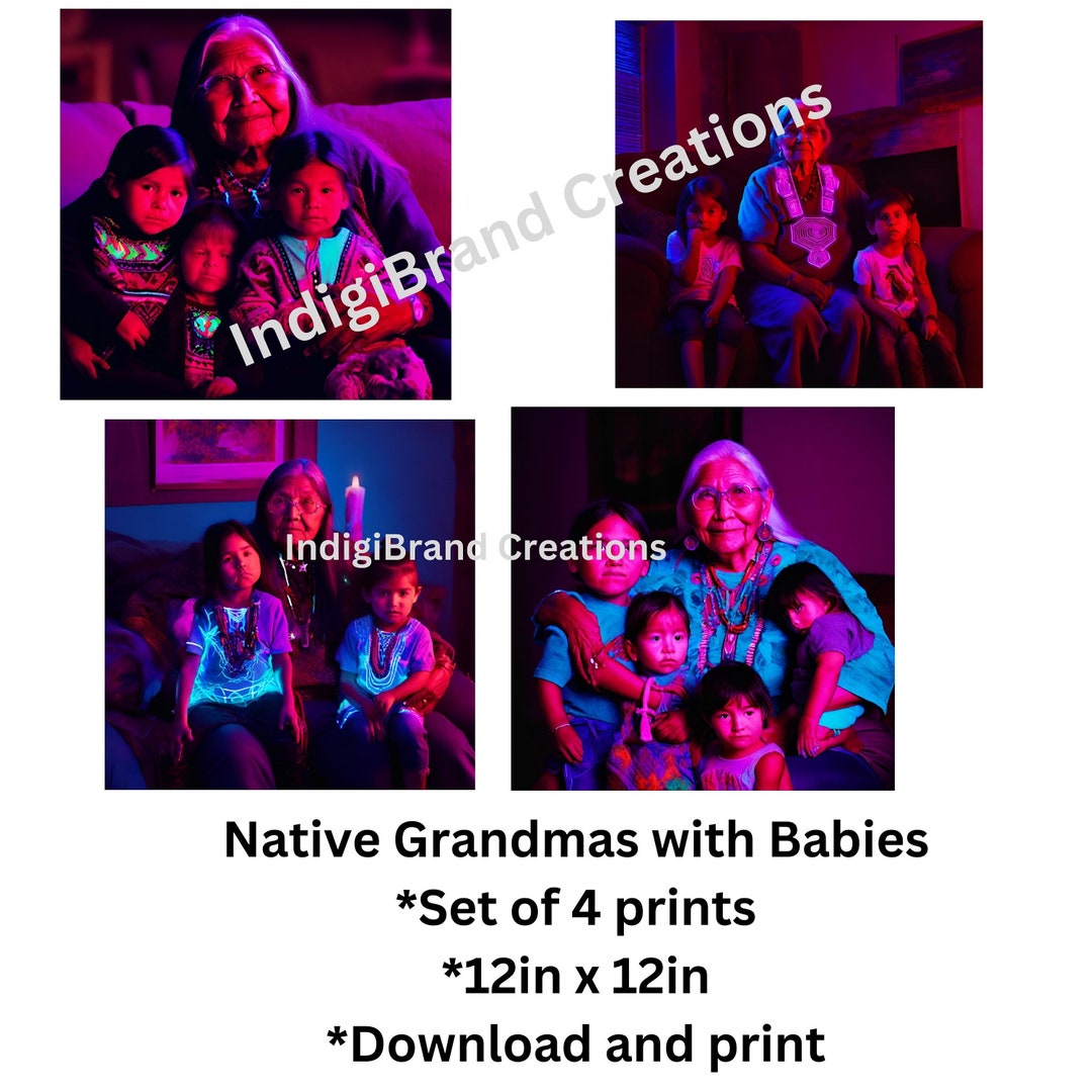 Native American Grandmother With Grandchildren Digital Print - Etsy