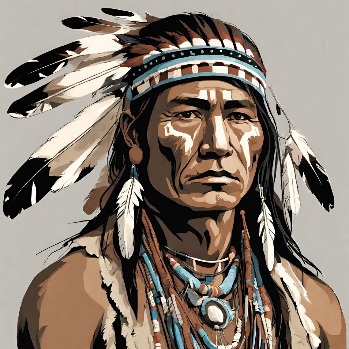Digital Native American Headress Print - Etsy