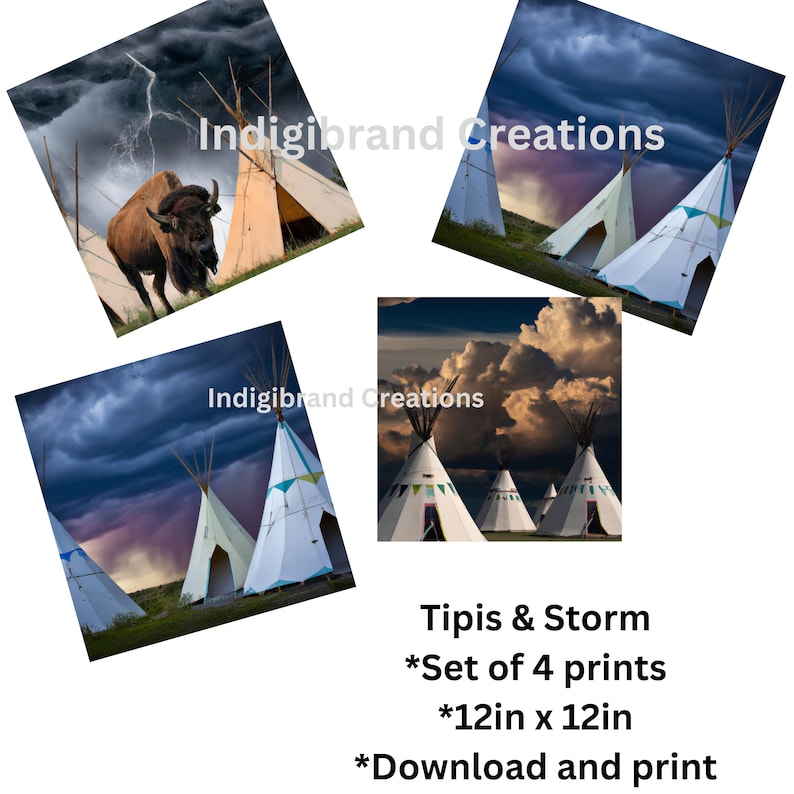 Tipis in a Storm Digital Prints - Set of 4 - Etsy