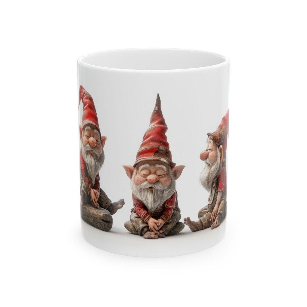 Gnome Coffee Mug - Peaceful Gnome Meditation Scene, Tranquil Fantasy ...