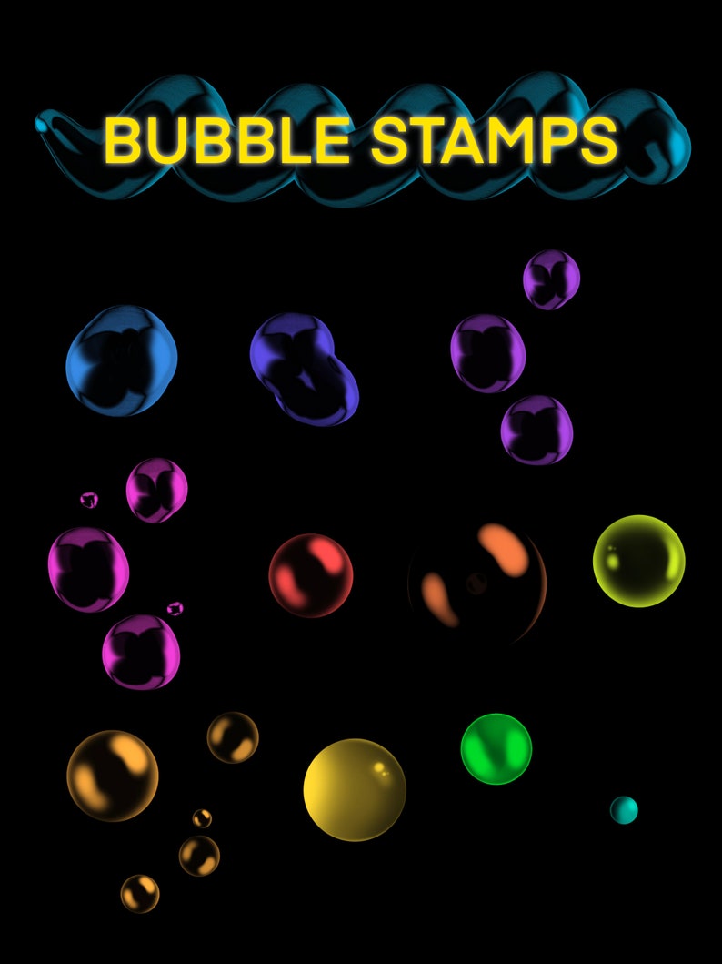 30+ Bubble Brushes for Procreate | Bubble Stamps | Bubble Stream ...