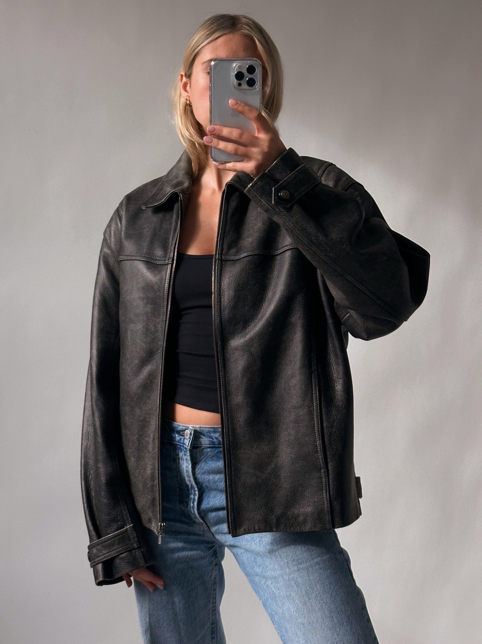 90s Womens Vintage Oversized Jacket, Ladies Leather Jacket, Ladies Biker Jacket, Ladies ...