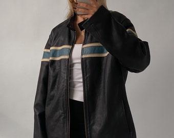 90s Womens Vintage Oversized Jacket, Ladies Biker Jacket, Ladies Leather Jacket, , Ladies ...