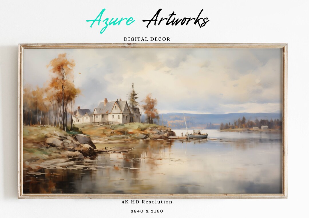 Lakeside Farmhouse Wall Art, Nature Scene, Printable Decor, Art Print ...