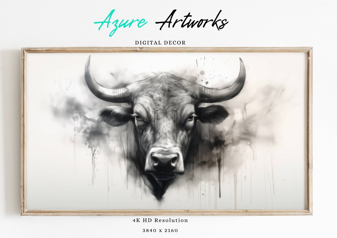Bullhead Pencil and Ink Art, Wall Art Print, Home Décor Printable ...