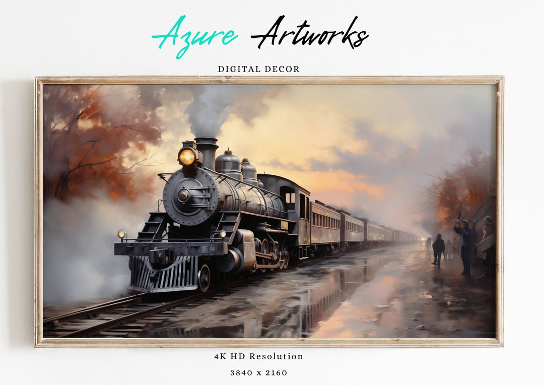 Midnight Steam Train in the Countryside Wall Art, Digital Art Print ...