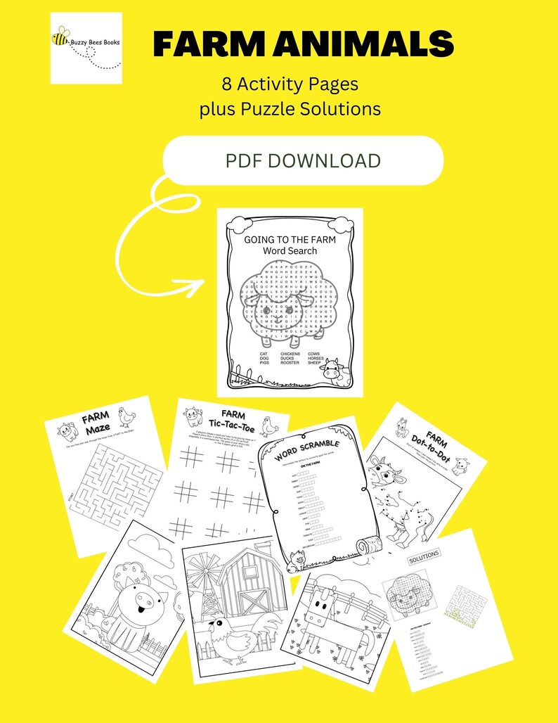 Farm Animals Activity Book Pages - Etsy