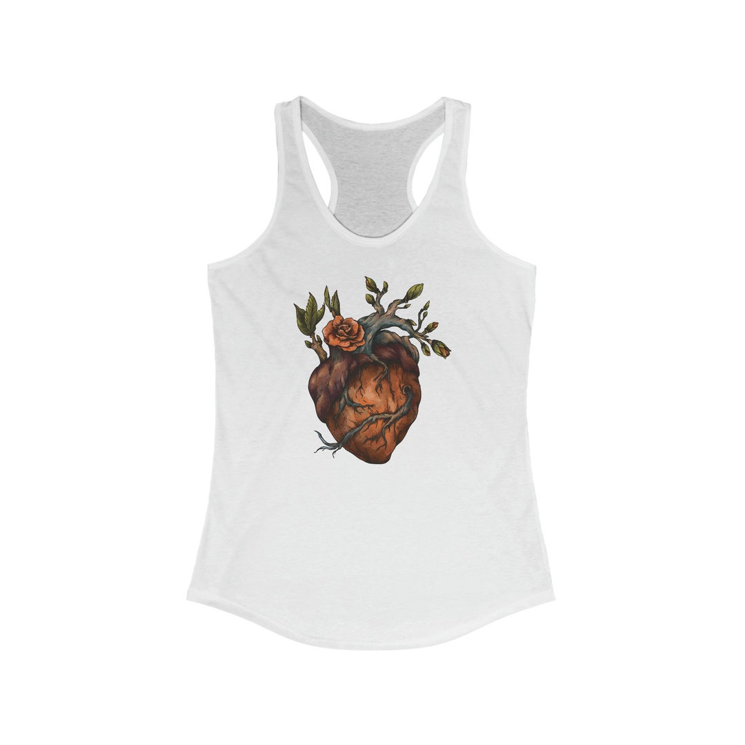 Botanical Anatomical Heart Tank - Floral Organ Art Top - Available in S ...
