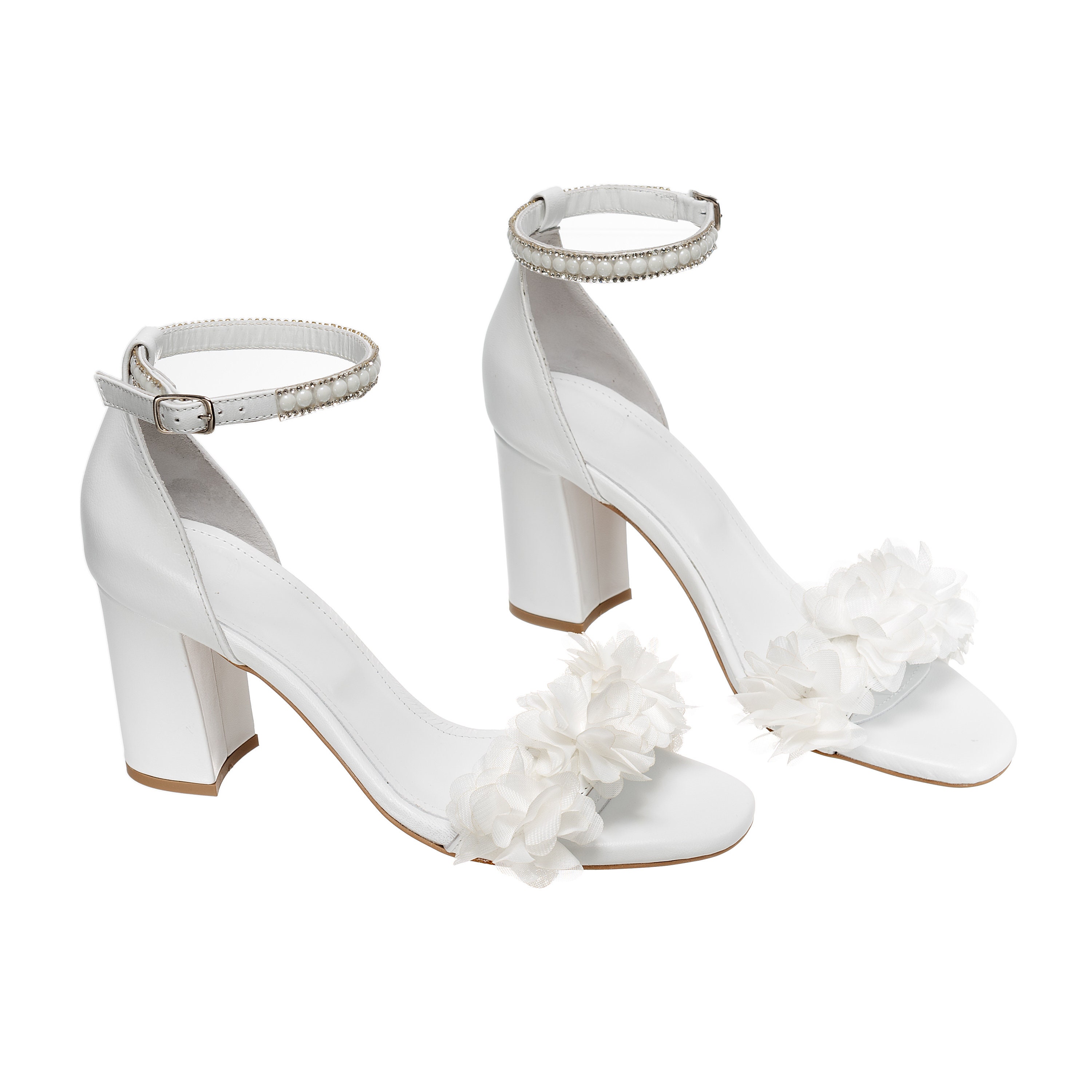 Low Block Heel Wedding Shoes White - Etsy
